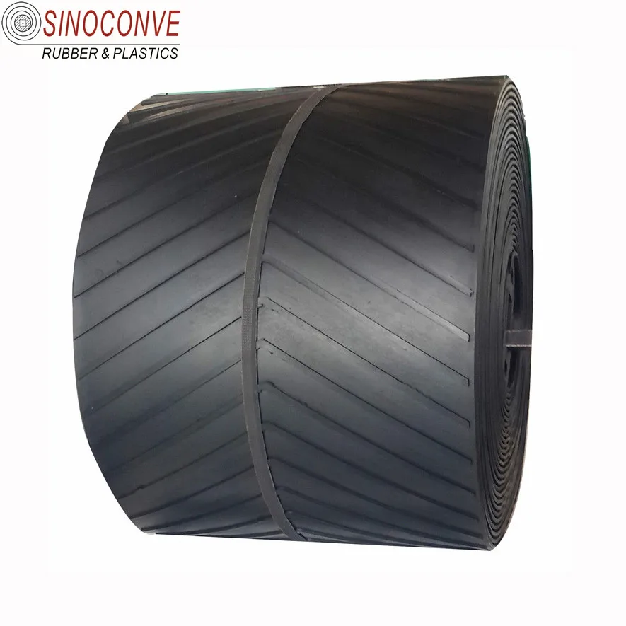 Rubber Fabric Ribbed EP Chevron Conveyor Belt - 1 Year Warranty