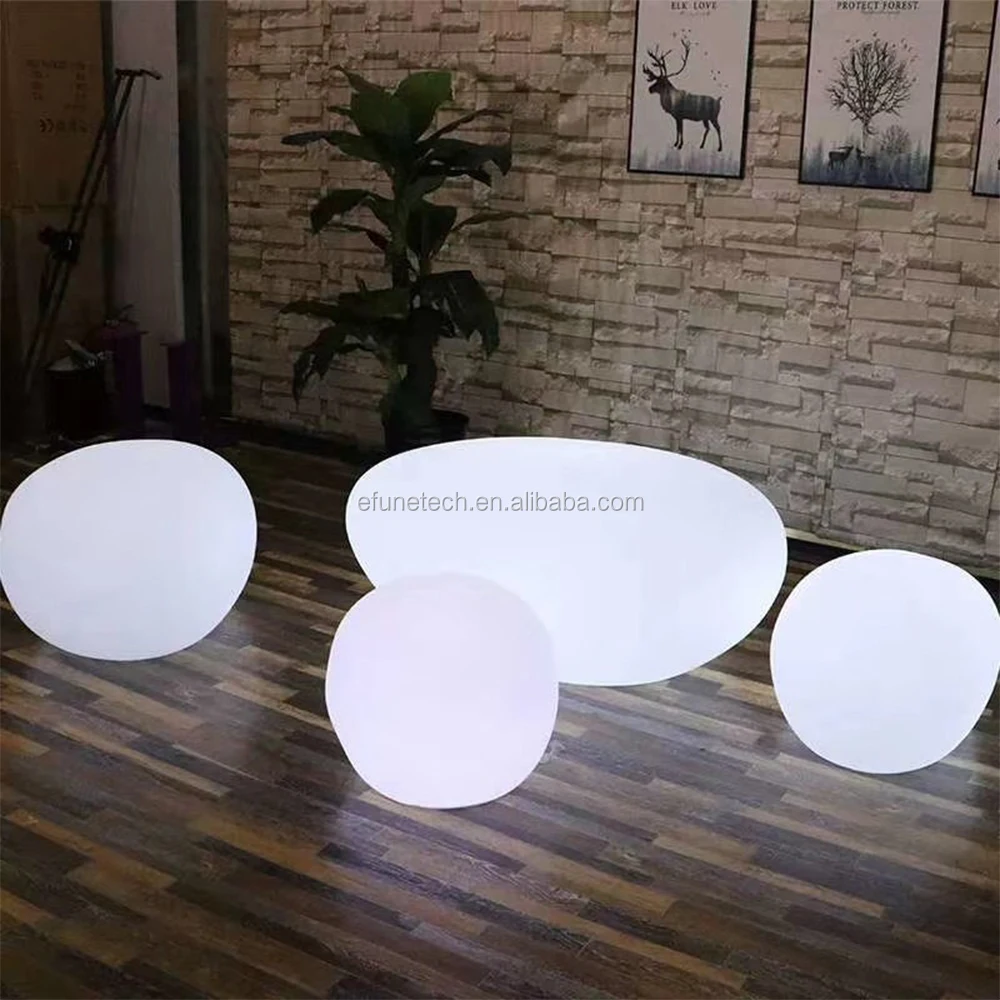 Modern Design Led Stone Garden Patio White Plastic Pe Stone Led Rgb ...