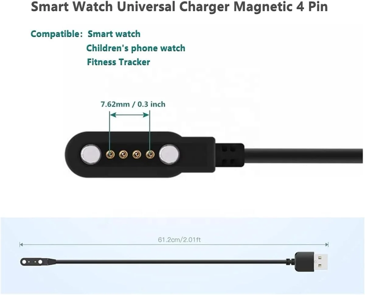 Fast Charging Smart Watch with Magnetic Cable & USB 2.0