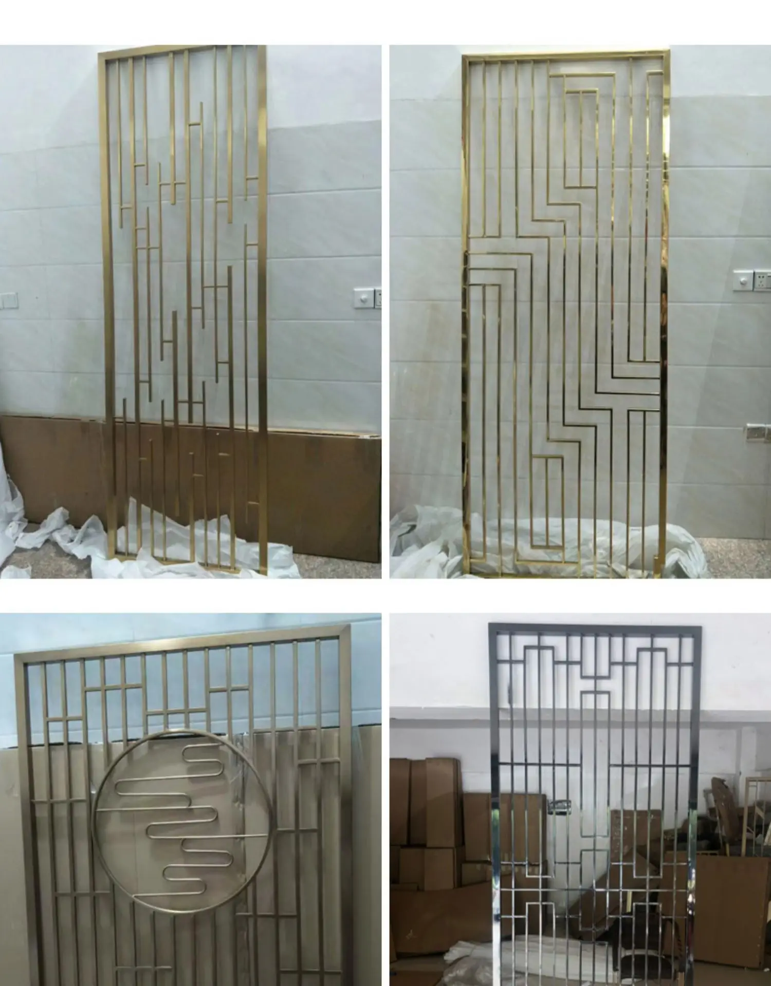 Moxie-6 Gold Metal Frame Decorative Partitions for Living Room