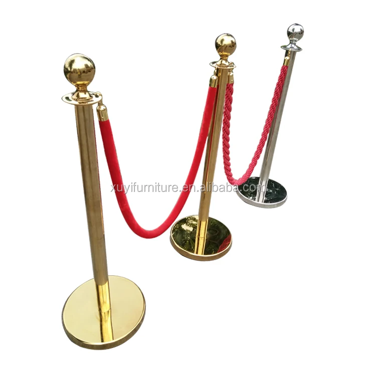 Cheap Gold With Velvet Rope Crowd Control Barrier Stanchion Poles For ...