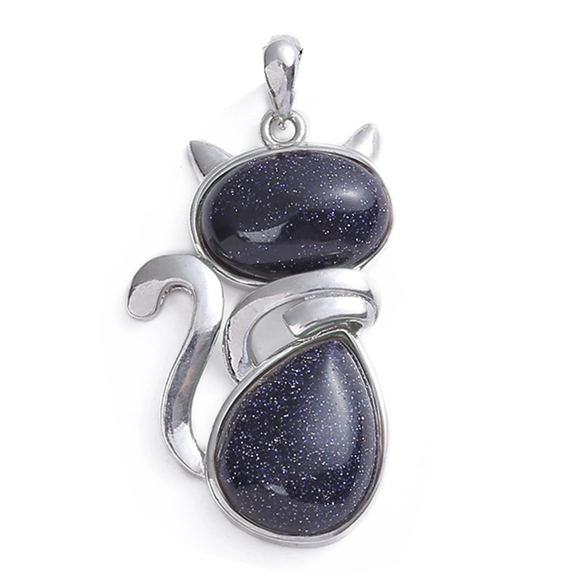 Healing Crystal Necklace with Natural Stone Cat Pendant