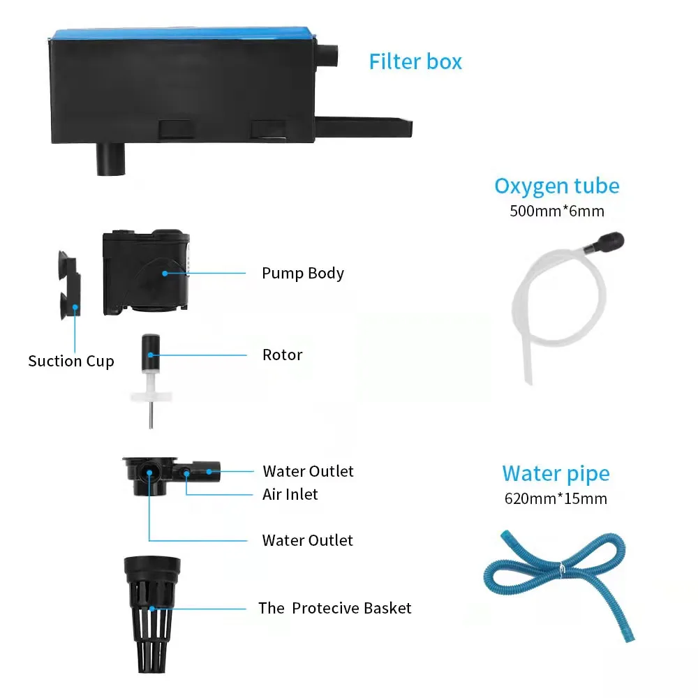 Aquarium Air Submersible Pump Filter Oxygen 3-in-1