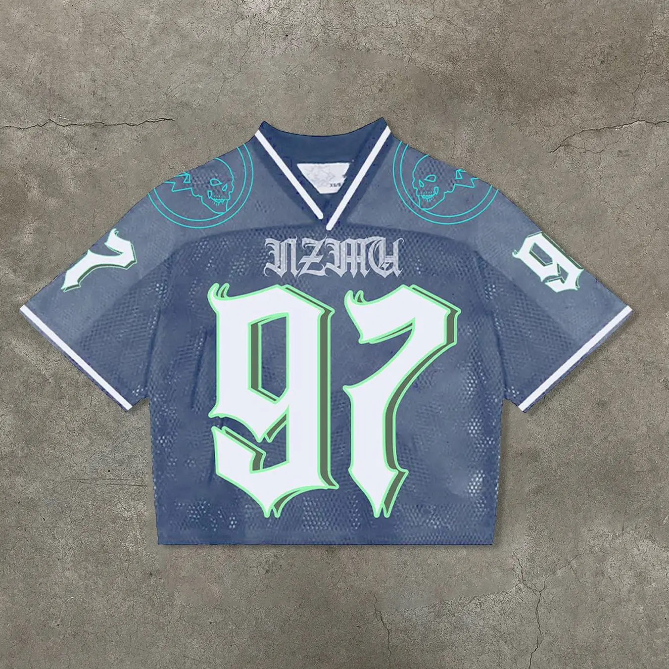 Oversized Knitted Mesh V-Neck Crop Boxy Mesh Football Jersey Men's ...