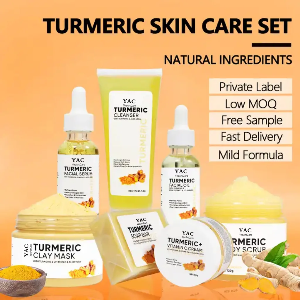 Private Label Skincare Turmeric Natural Skin Care Set Whitening Anti ...