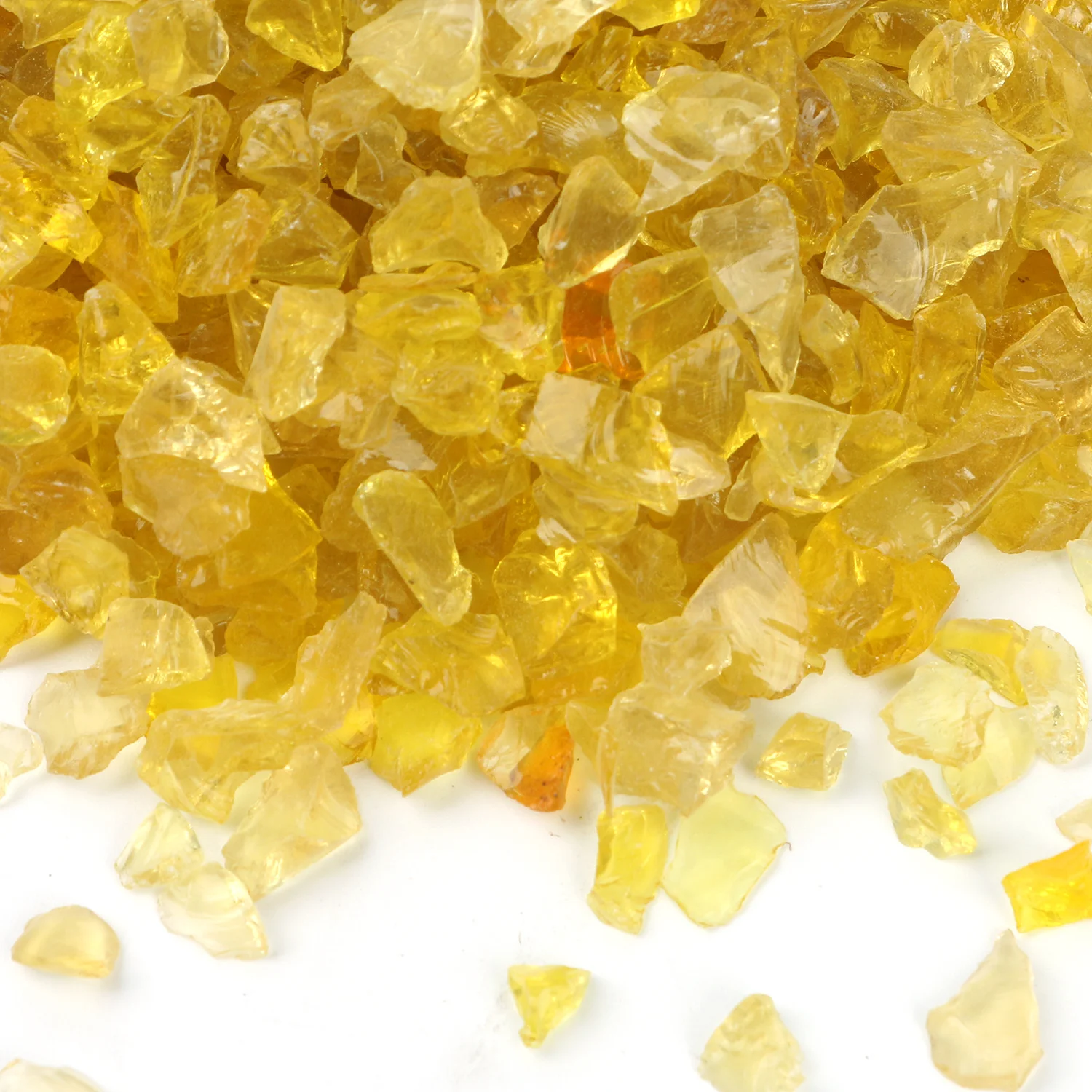 3-6mm Decorative Yellow Crushed Glass Stones For Fire Pit Fireplace ...