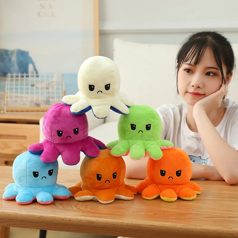 Factory Direct Sale Reversible Octopus Plush Toy, Double-Sided Flipping ...