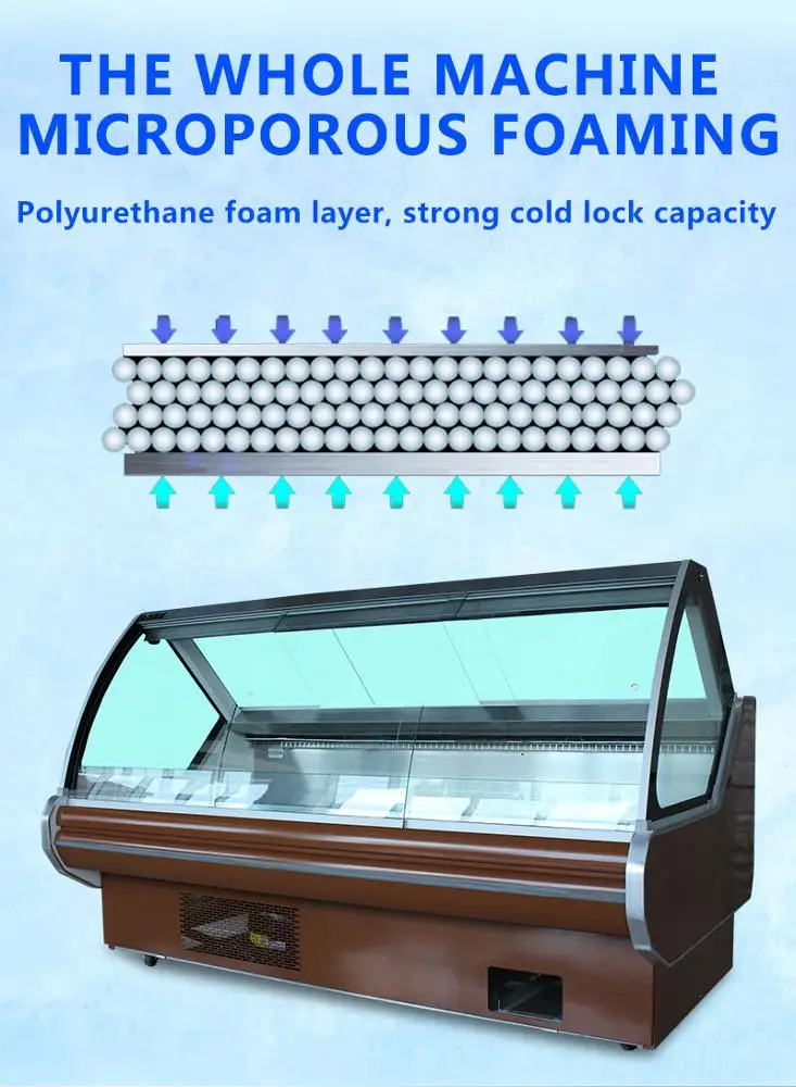 Daging Segar Display Chiller Supermarket Daging Freezer Daging Kulkas ...