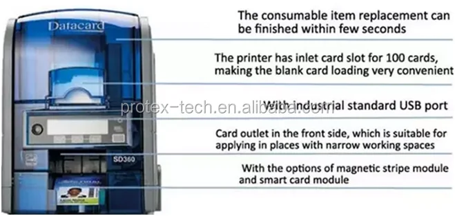 Datacard SD360 Dual Sided ID Card Printer - 25 Cards Capacity