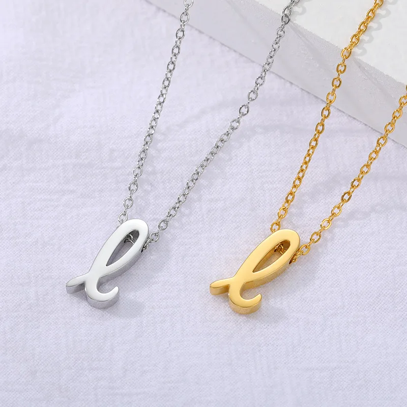 Tiny Cursive Initial Necklace Dainty Lowercase Letter Necklace Delicate ...