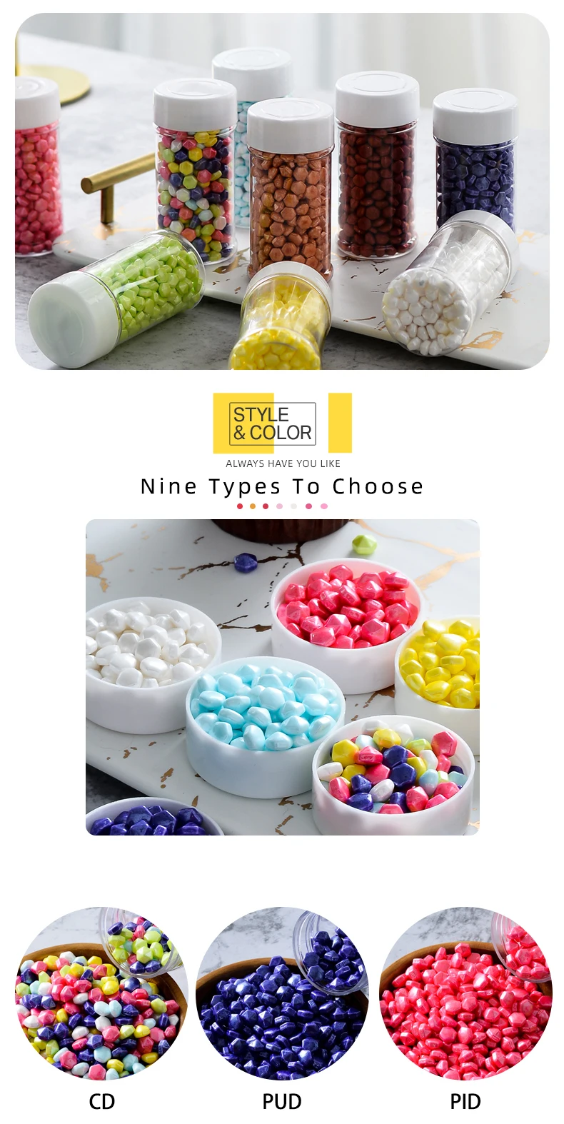 Pressed Candy Pearlized Shiny Colorful Diamond Edible Decorations