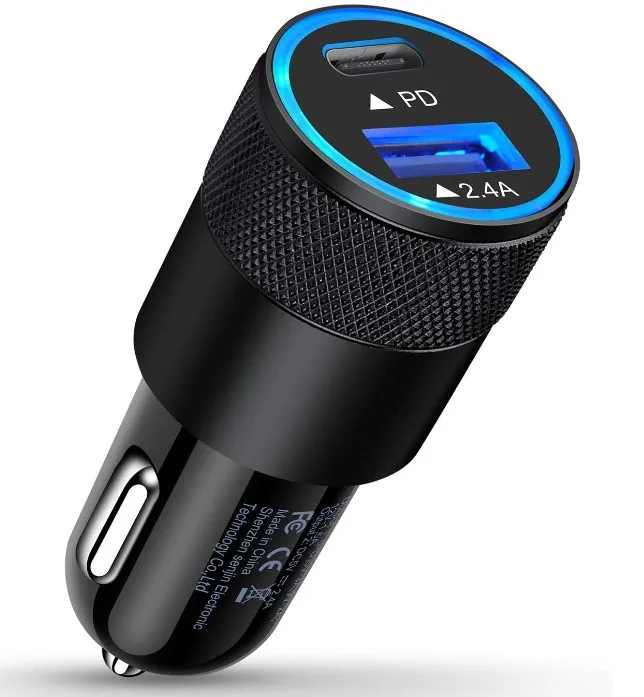 Universal Usbc Type-c Dual Port Mini Car Charger Fast Charging Car 2 ...