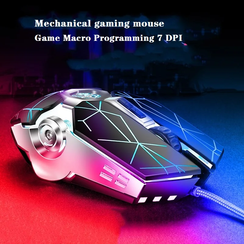 K-snake Q7 Mouse Game Wired 7 Color Illuminated Usb 4000 Dpi Mechanical ...