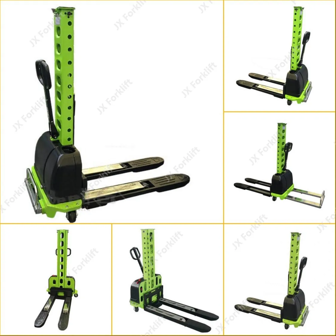 1 톤 리튬 배터리 세미 전기 및 완전 전기 휴대용 지게차 자체 적재 스태커 내구성 모터 및 베어링 Buy 휴대용 지게차세미 전기 지게차셀프 로딩 스태커강력한 모터