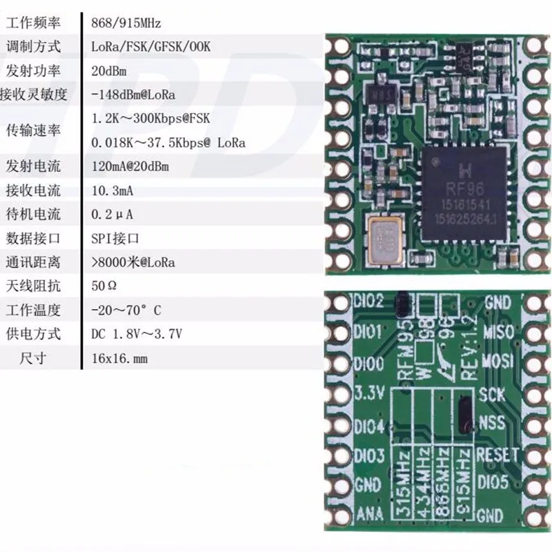 RFM96 RFM95 RFM95W 868mhz 915mhz 433mhz LORA SX1276 Module