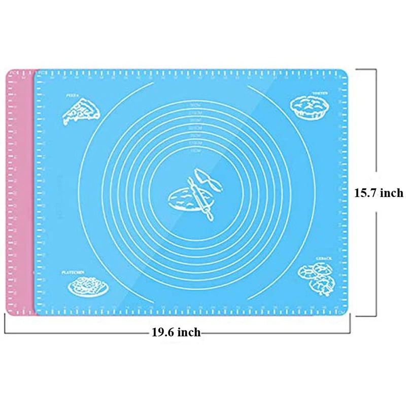 Silicone Pastry Mat Rolling Pin Mat With Measurements Nonstick Kneading ...