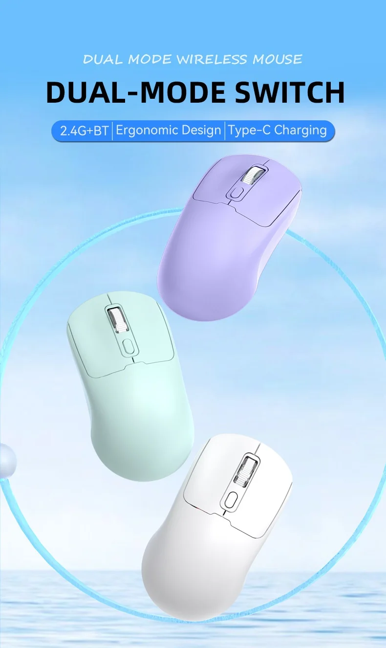 Dual Mode Rechargeable RGB Wireless Mouse Silent Gaming Office Mouse ...