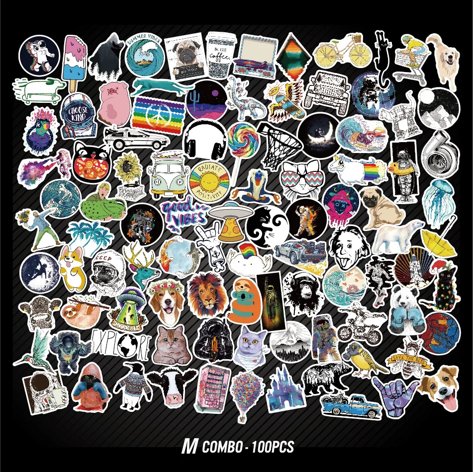 100pcs Mixed Diy Non Copyrighted Cartoon Waterproof Graffiti Stickers ...