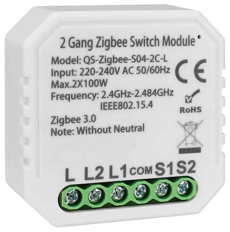 New Smart Home Automation Solution 2 Gang Zigbee 3.0 Relay Switch No ...
