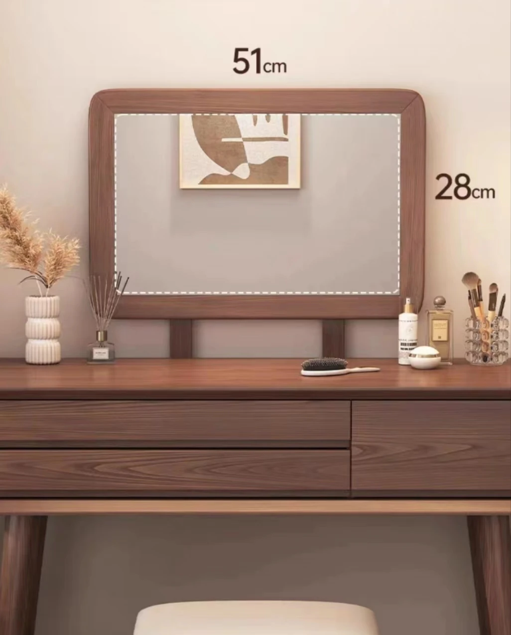 Simple Modern Solid Wood Dressing Table Bedroom Dressing Table With Led ...