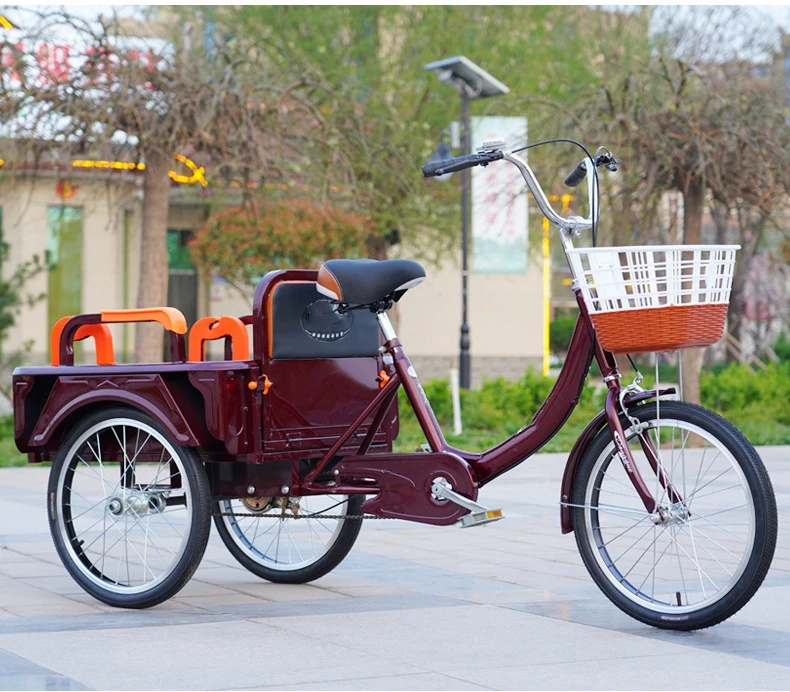 2024 Elderly Pedal Tricycle - Sturdy, Single Speed Bike