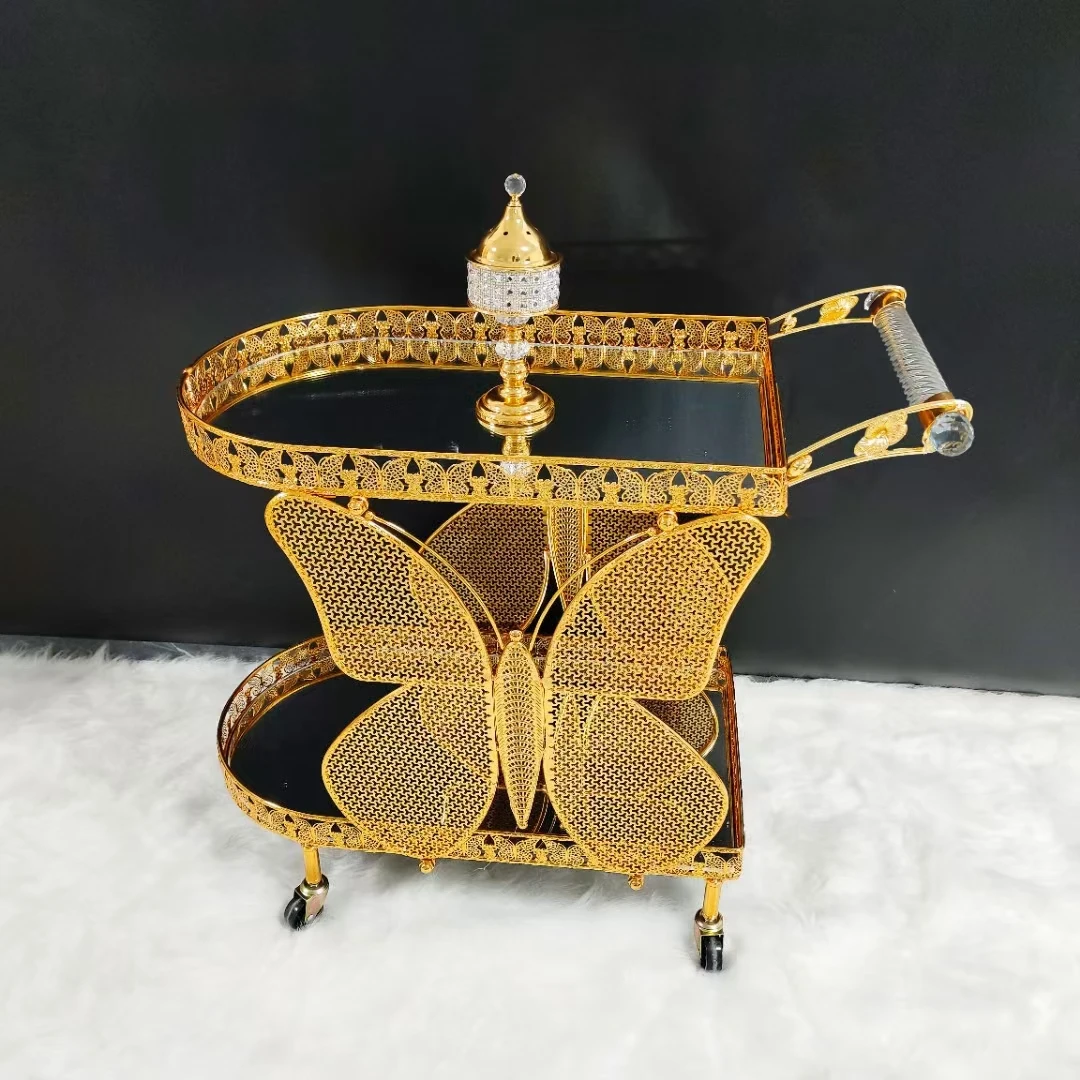 2024 Popular Luxury Golden Shape Pushcart Hotel Trolley Dining Cart ...