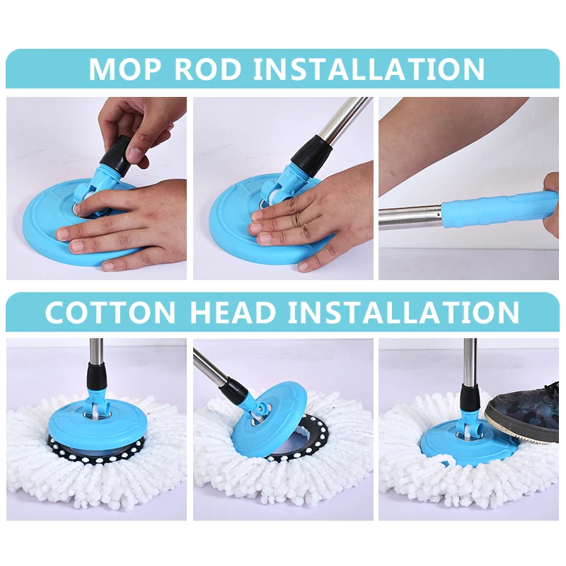 Free Sample Microfibre Mop Head Dry Spinning Mop Set With Bucket Magic ...