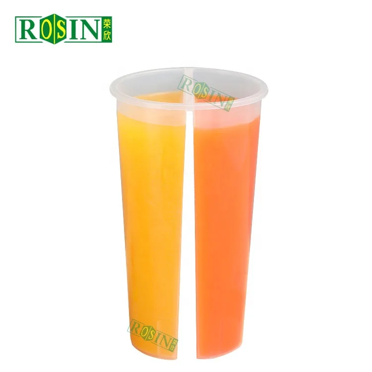 Customized Disposable Clear Plastic Split Juice Cup