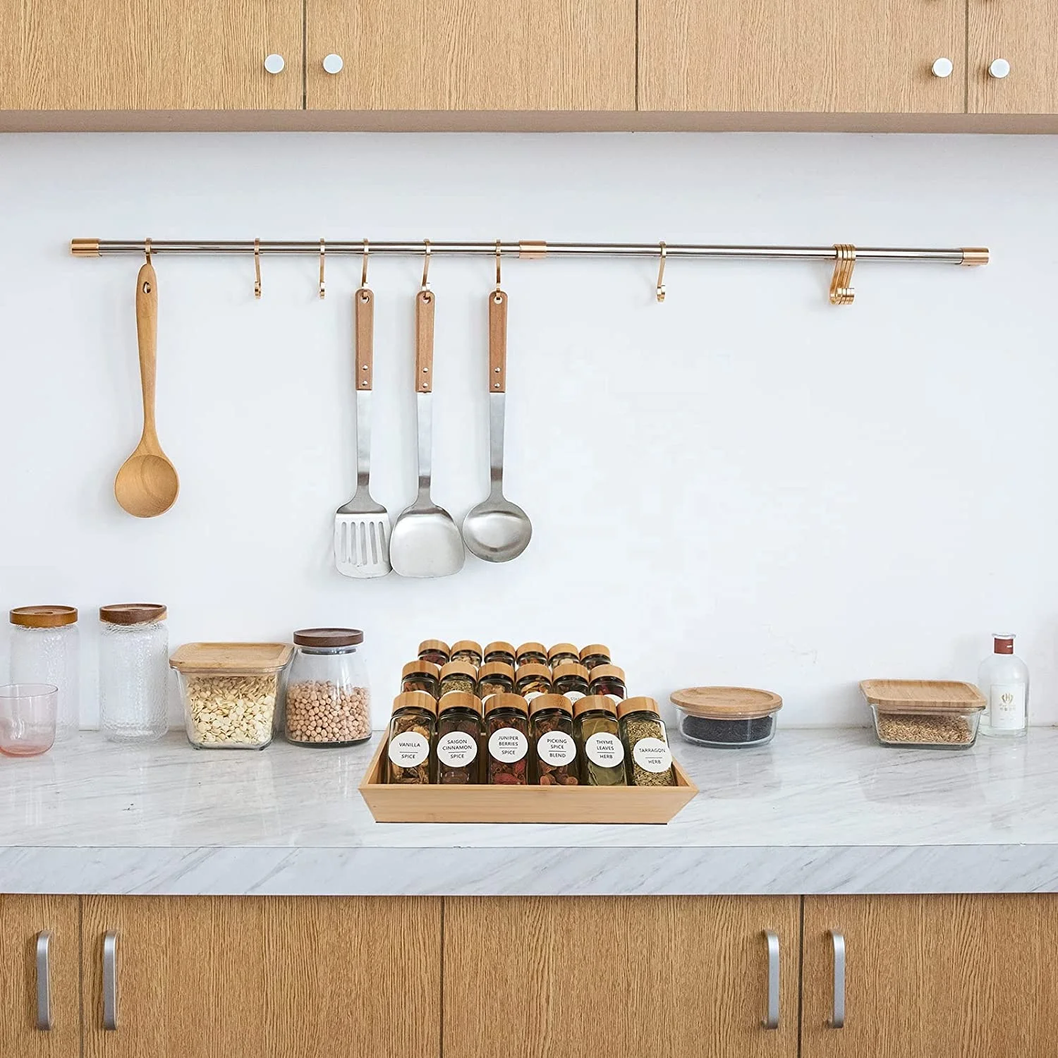 3-tiers Bamboo Spice Rack Organizer For Countertop,Spice Display Shelf ...