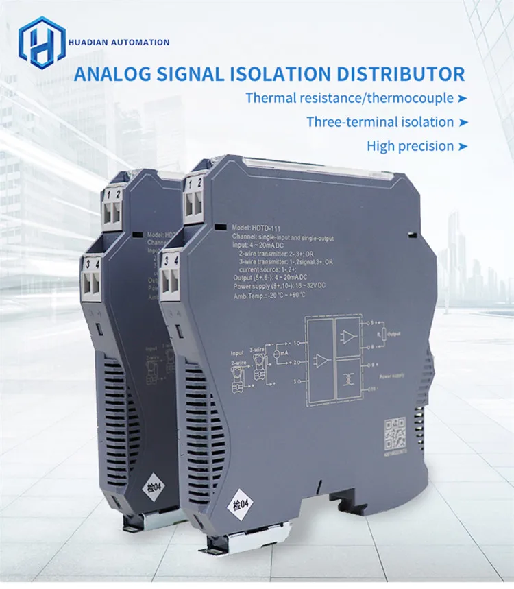 Analog Signal Isolator Din-rail Pt100 Input Temperature Transmitter Signal Isolator Dc 4-20ma ...