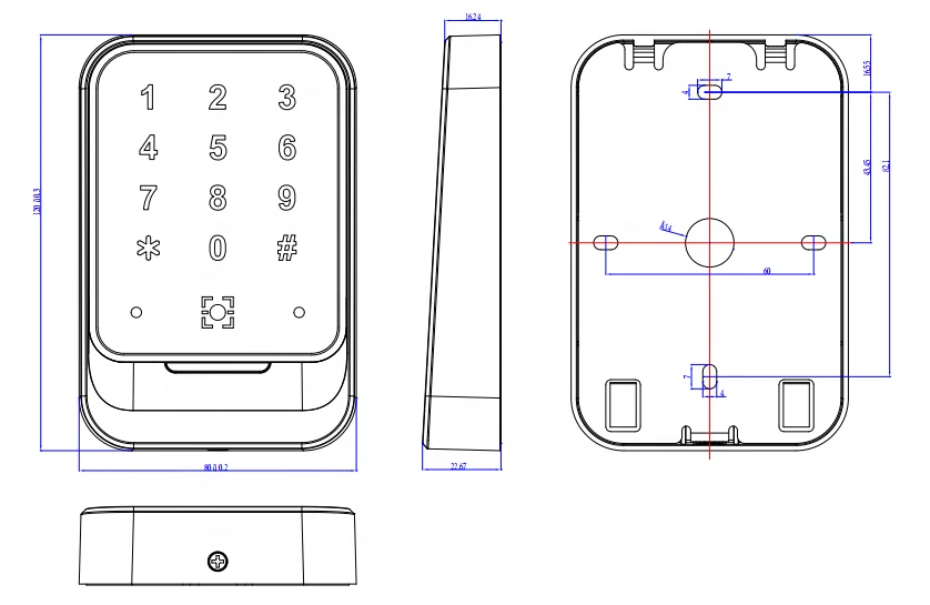 ZQR388M-B Security System Keypad QR+RFID Access Control Reader ODM