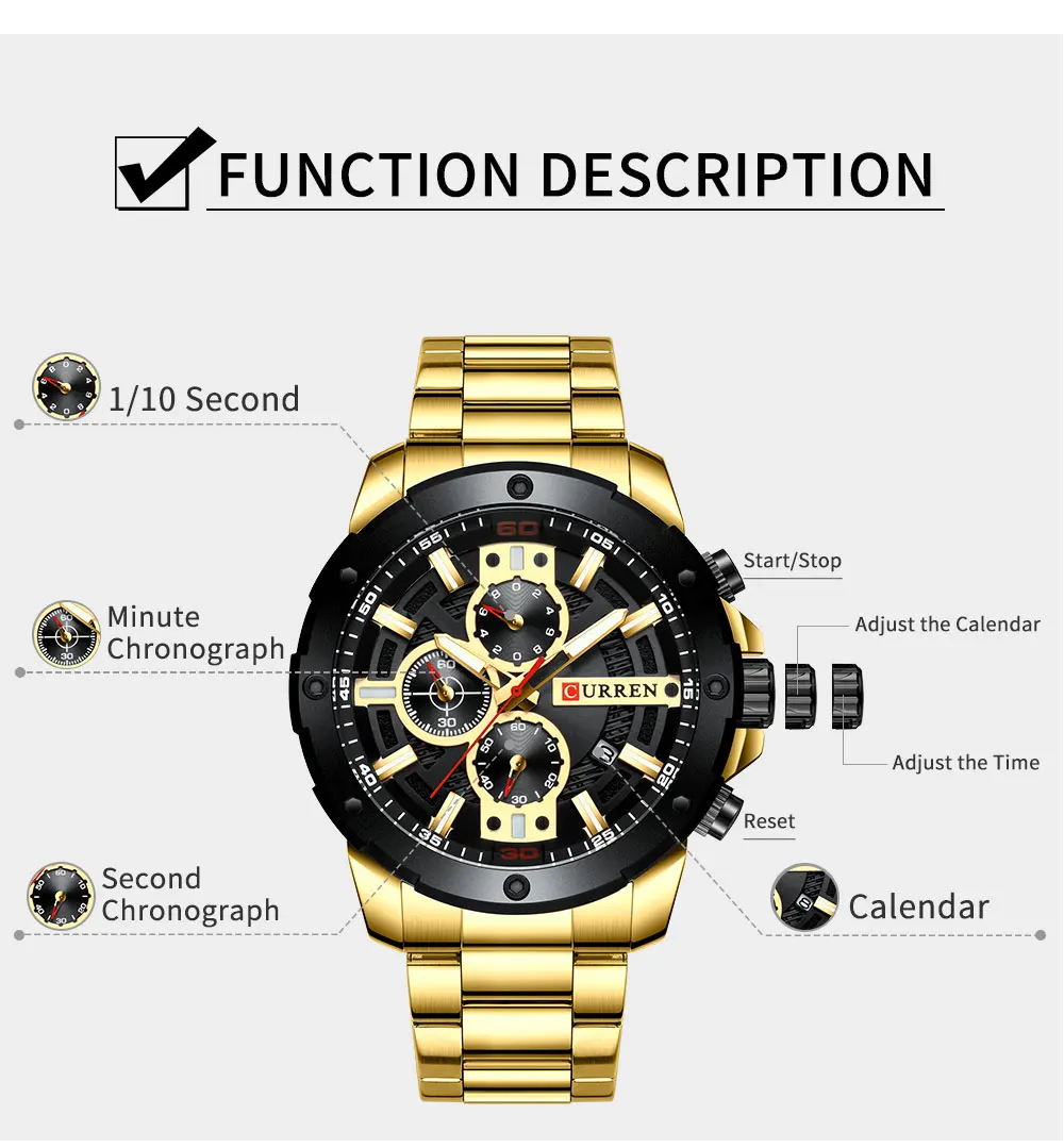 Curren 8336 Man Sport Wristwatch Waterproof Chronograph Men Watch Top ...
