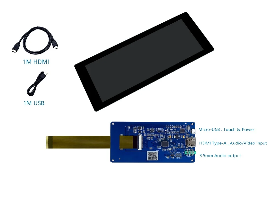 6.86 Inch Bar Lcd Screen Panel With Touch Hmi Control Board Stretched ...