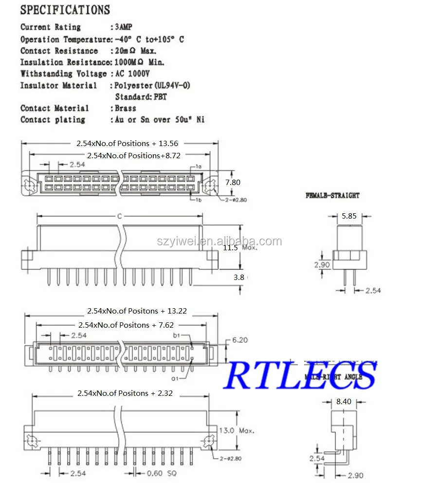 DIN 41612 Connector 2 Rows 20 Positions - RTLECS Pin Header