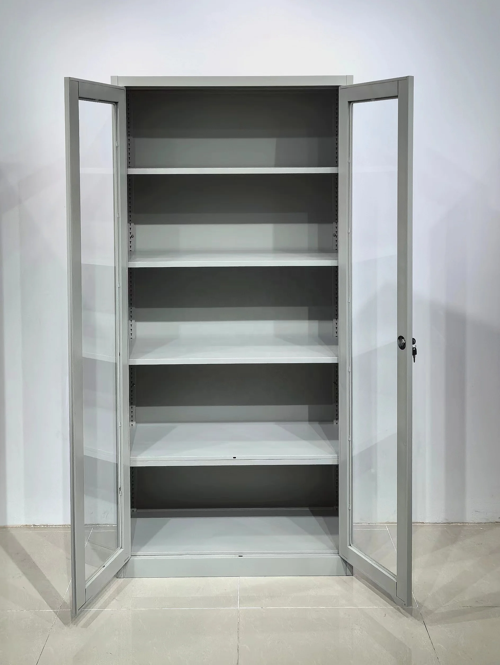 Steel Glass Door File Cabinet Cupboard With 4 Adjustable Shelf Book ...