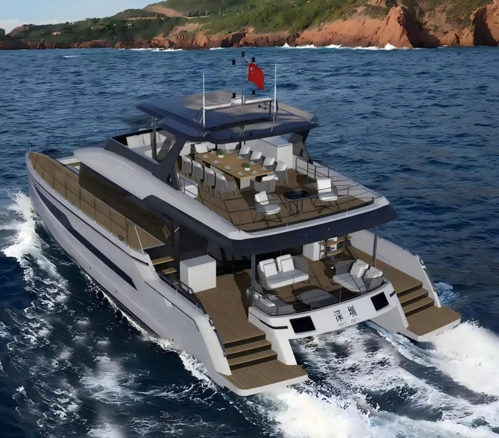Luxury 55ft Commercial Catamaran Fiberglass Sea Yacht Built-in Marine ...