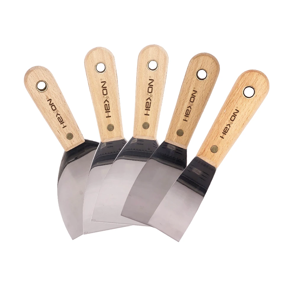 8cm Double Clip Beech Wooden Handle Stainless Steel Scraper