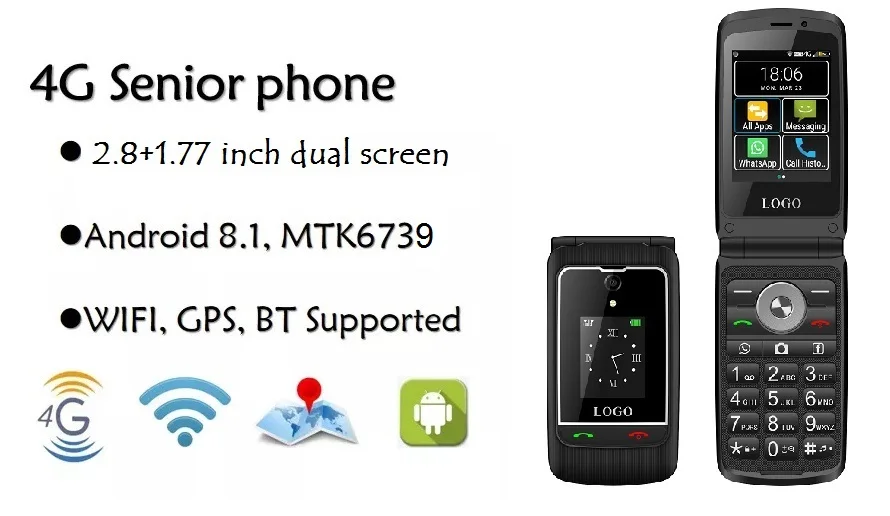 2.8" Big Screen Voice Talking Android 4g Flip Phone Unlocked