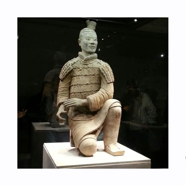 Antique Stone Solider Statue Life Size Kneeling Archers Xian Terracotta ...
