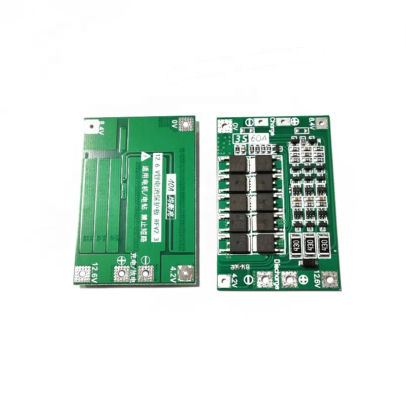 12.6 volt lithium battery protection board 12V 3s 40a 60a balanced bms ...