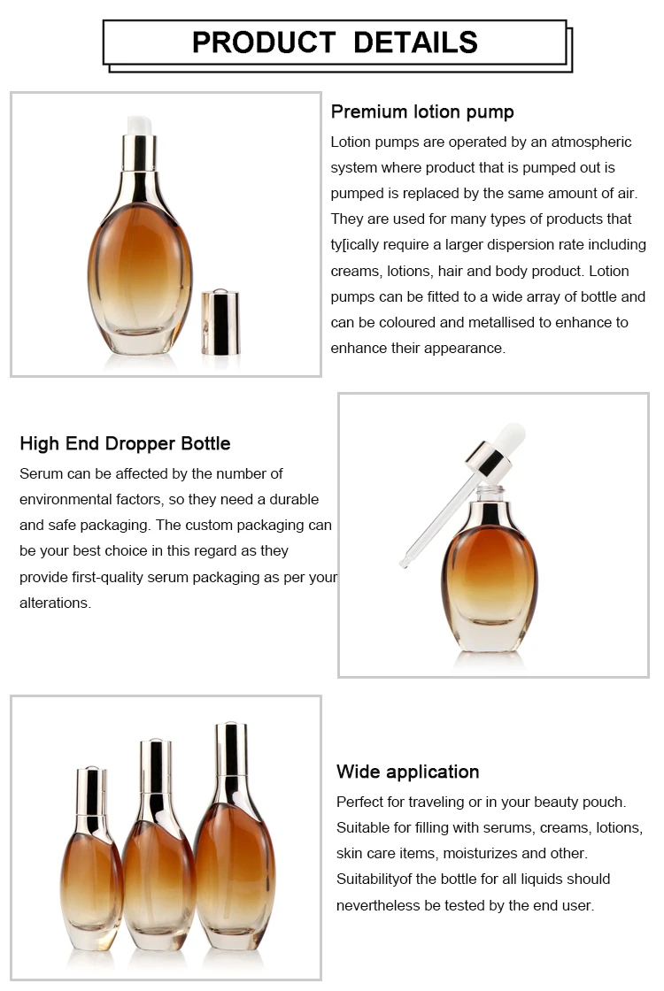 Skin Care Packaging 30ml 50ml 100ml 120ml Gradient Glass Cosmetic Pump ...