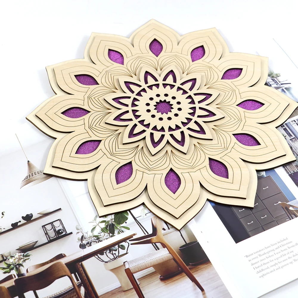 Factory Custom Laser Cutting Service Wood Mandela Wall Art for Home ...