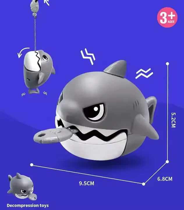 Pull Back Sharks Cartoon Pull String Bites Sharks Keychain Moving Shark ...