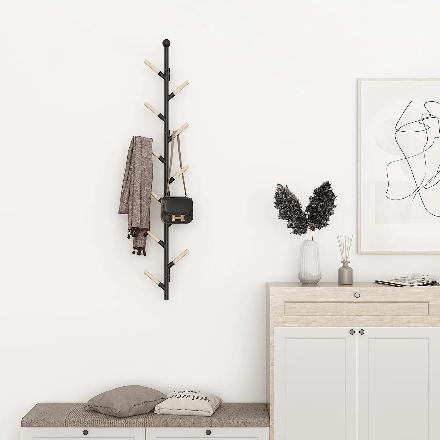 Shelf Wall Mounted Wall Wooden Hat Racks Coat Hanger Coat Rack Creative ...