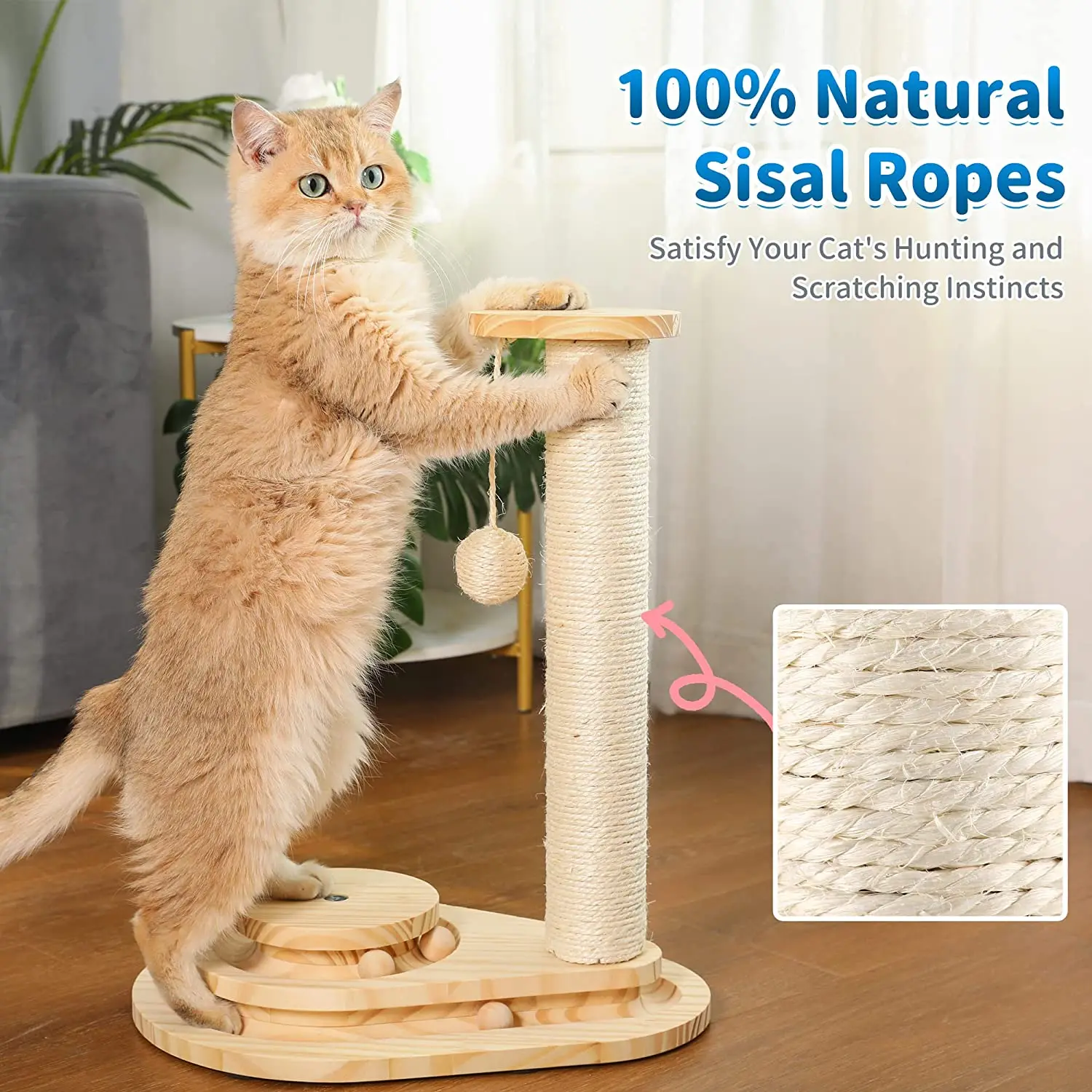 Wholesale 3level Cat Scratching Wood Mat Cat Tease Toy Solid Pine Wood ...