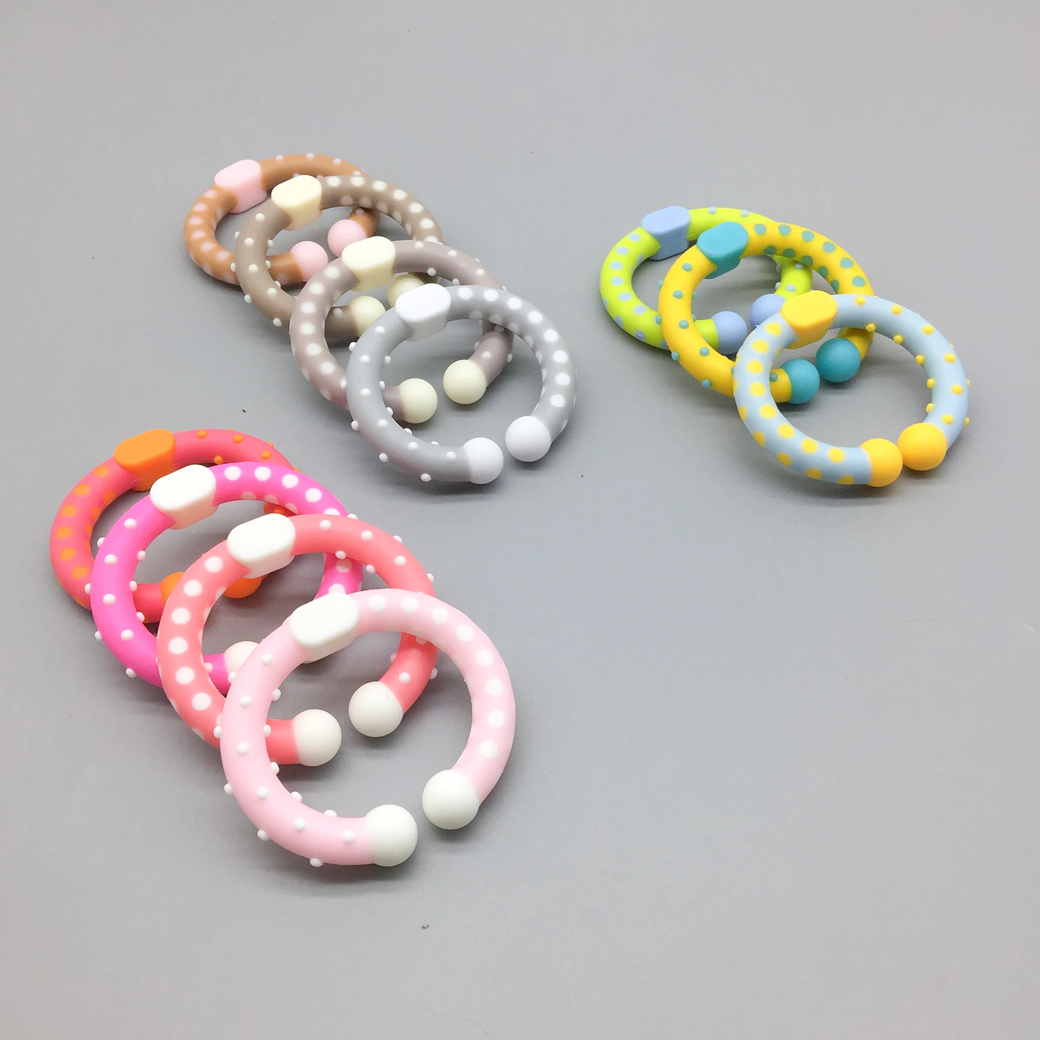 BPA Free Silicone Open Rainbow Circle Dots Toy for Baby