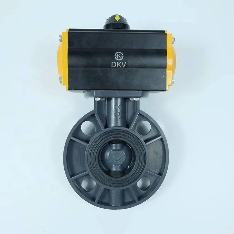 Dkv Upvc Wafer Butterfly Valve Pneumatic Plastic Butterfly Valve Anti ...