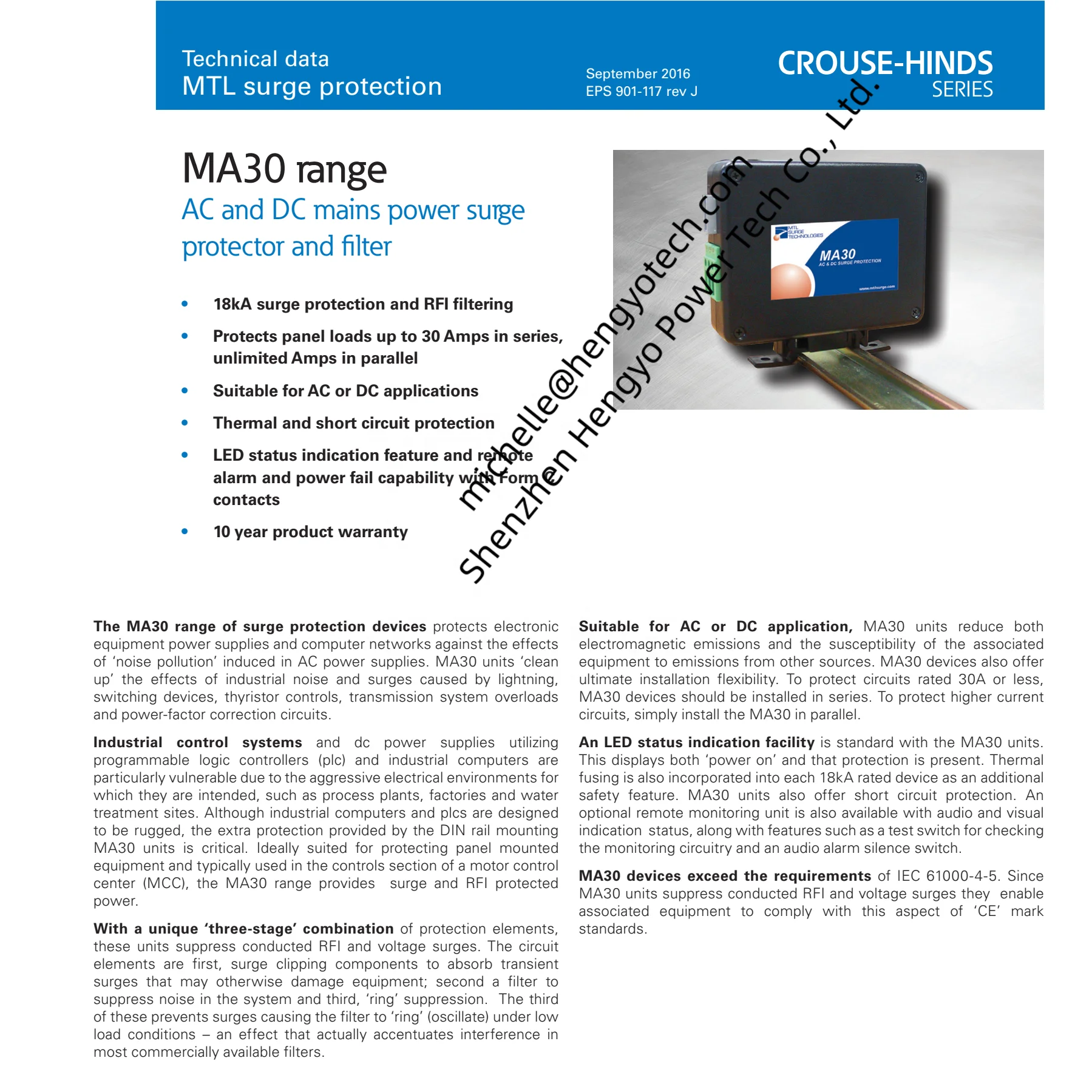 MTL MA30/D/2/SI Power Surge Protection Device - Reliable & Durable