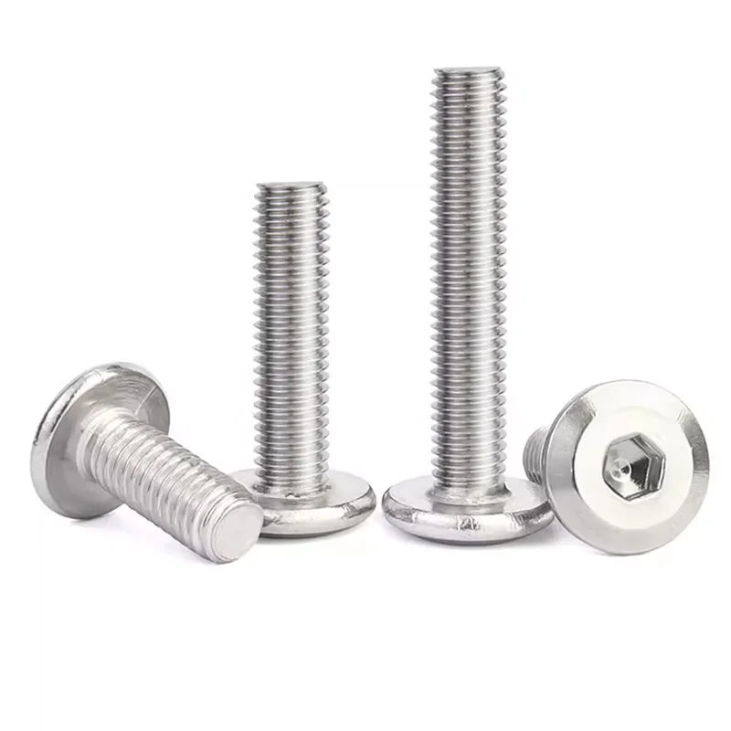 Ss304 Furniture Screw With Bevel Corner Chamfer Flat Round Head Hexagon ...