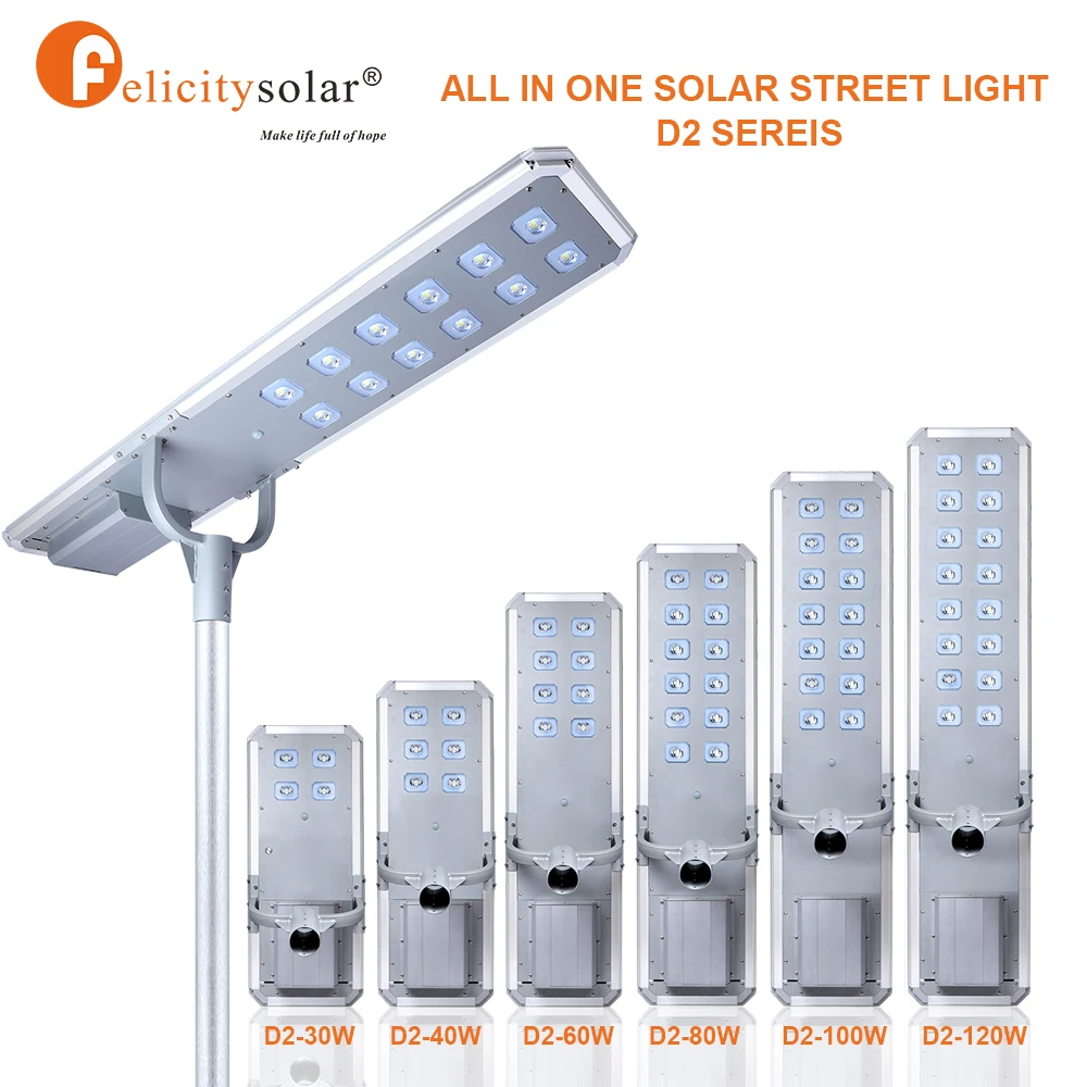 All In One Solar Led Street Light 30w/40w/60w/80w/100w/120w Street Lamp ...